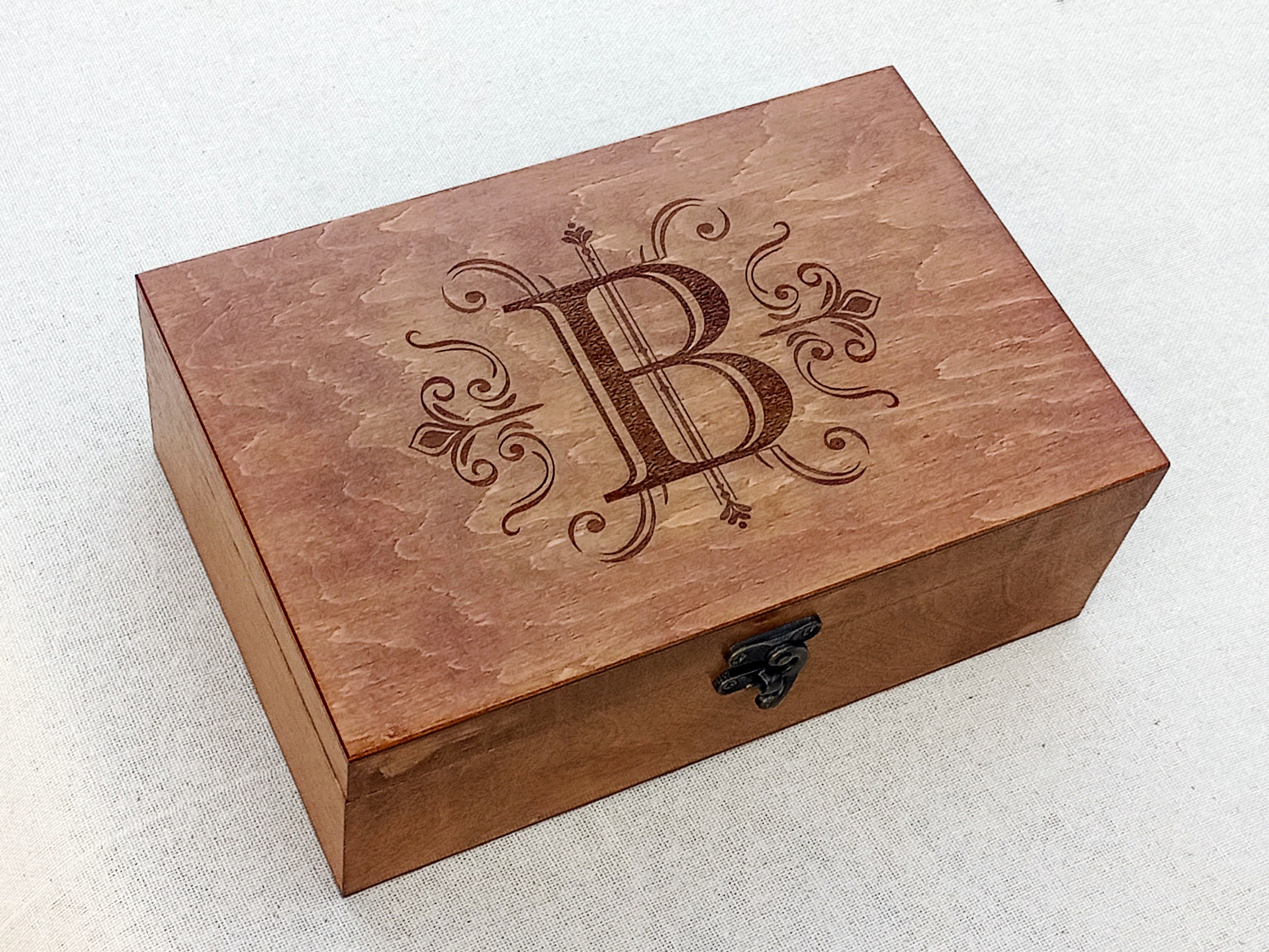 Monogrammed Wooden Box, Personalized Jewelry Box With Monogram, Custom ...