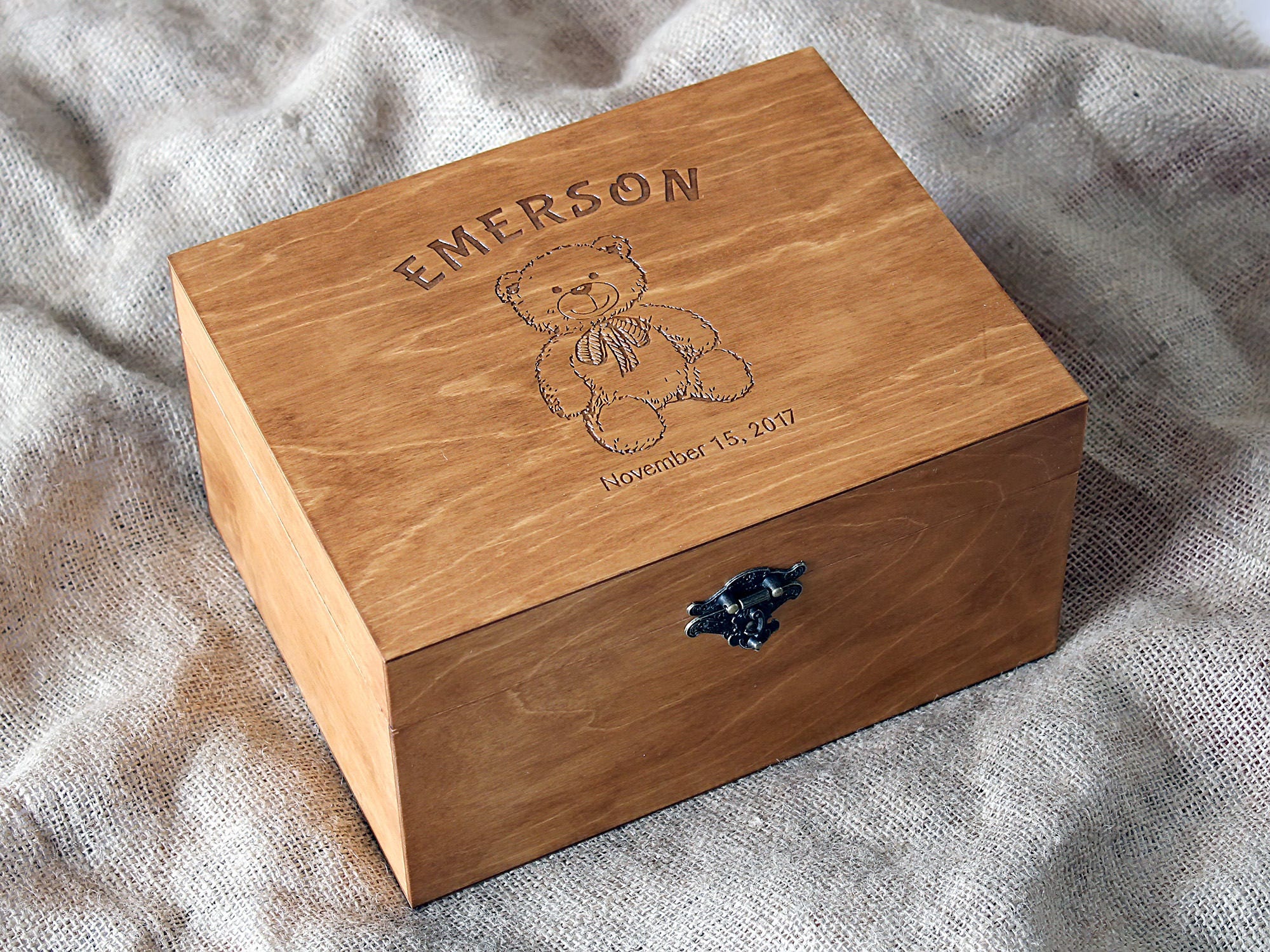 Teddy Bear Image on Memory Box, Custom Keepsake Box for Baby, First ...