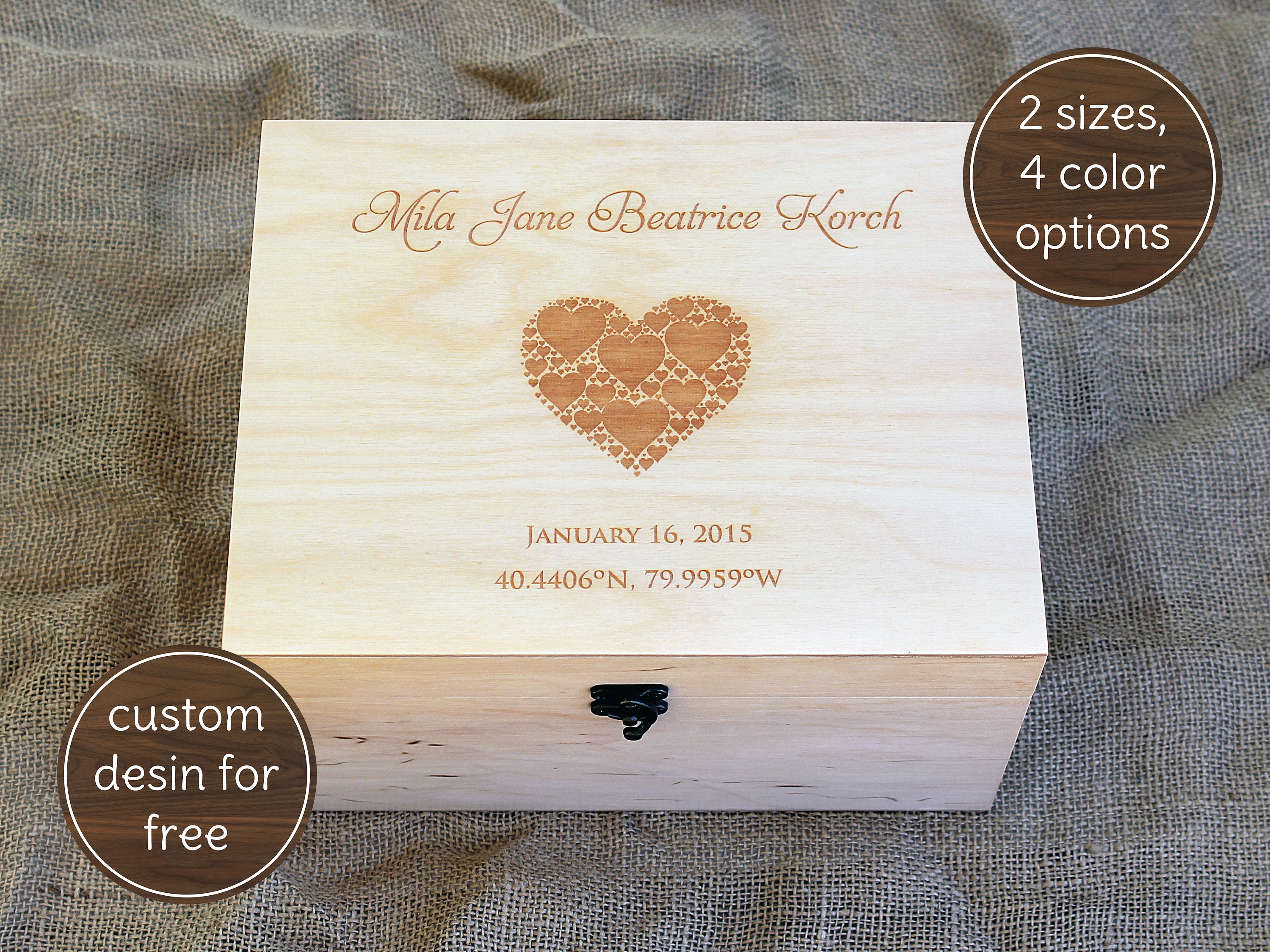 Personalized baby memory box Engraved baby keepsake box | Etsy