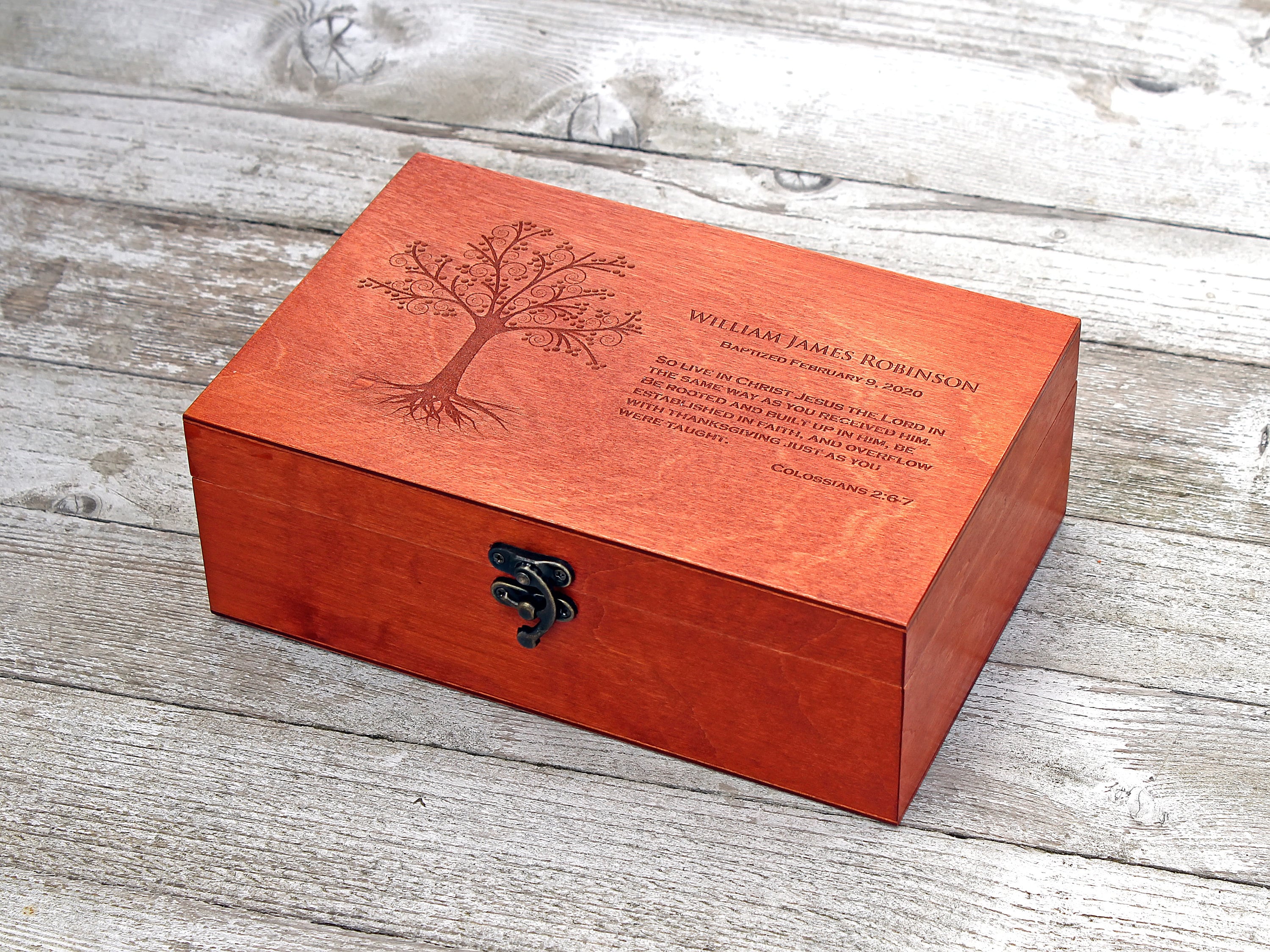 Custom Bible Verse Wooden Box, Baptism Gift, Personalized Memory Box ...