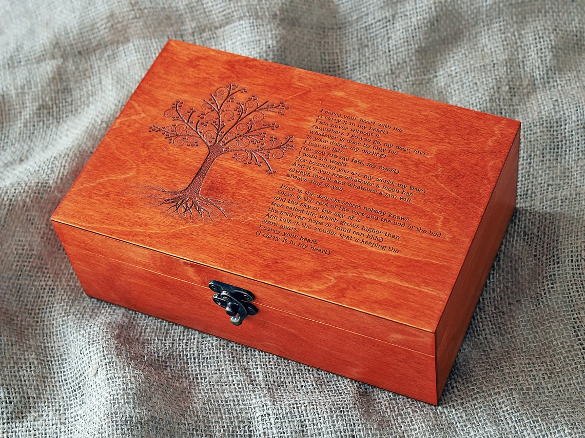Custom verse wooden box Custom poem Cummings poem Memory | Etsy