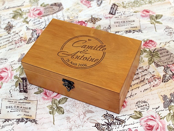 Personalized Wooden Box for a Couple Custom Engraved - Etsy