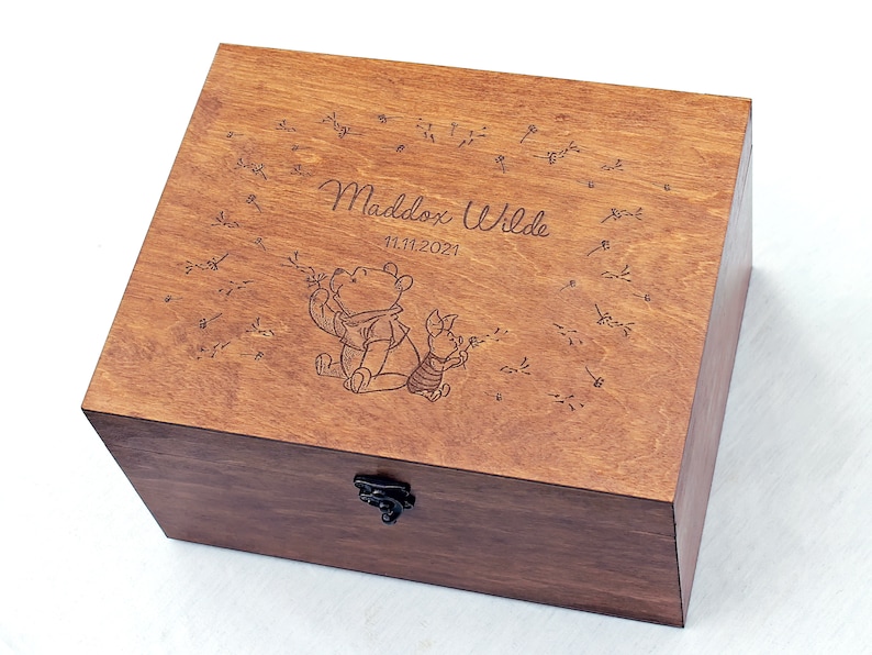 Custom Wooden Box With Winnie the Pooh Image and Name, Baby Memory Box ...