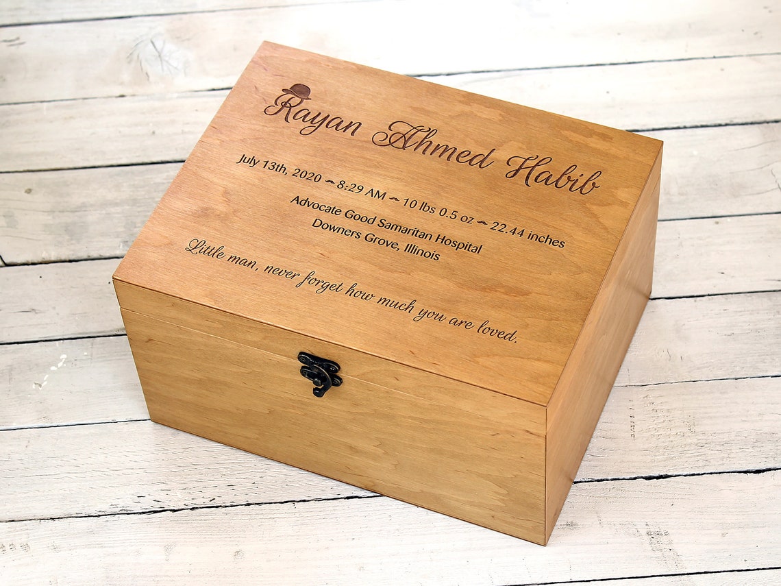 Custom Baby Memory Box With Stats and Place of Birth | Etsy