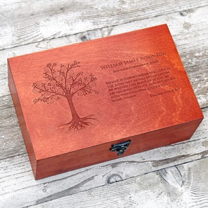 Custom Bible Verse Wooden Box, Baptism Gift, Personalized Memory Box ...