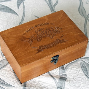 Personalized Wooden Box, Fishing Tackle Box, Мemory Box for Him ...