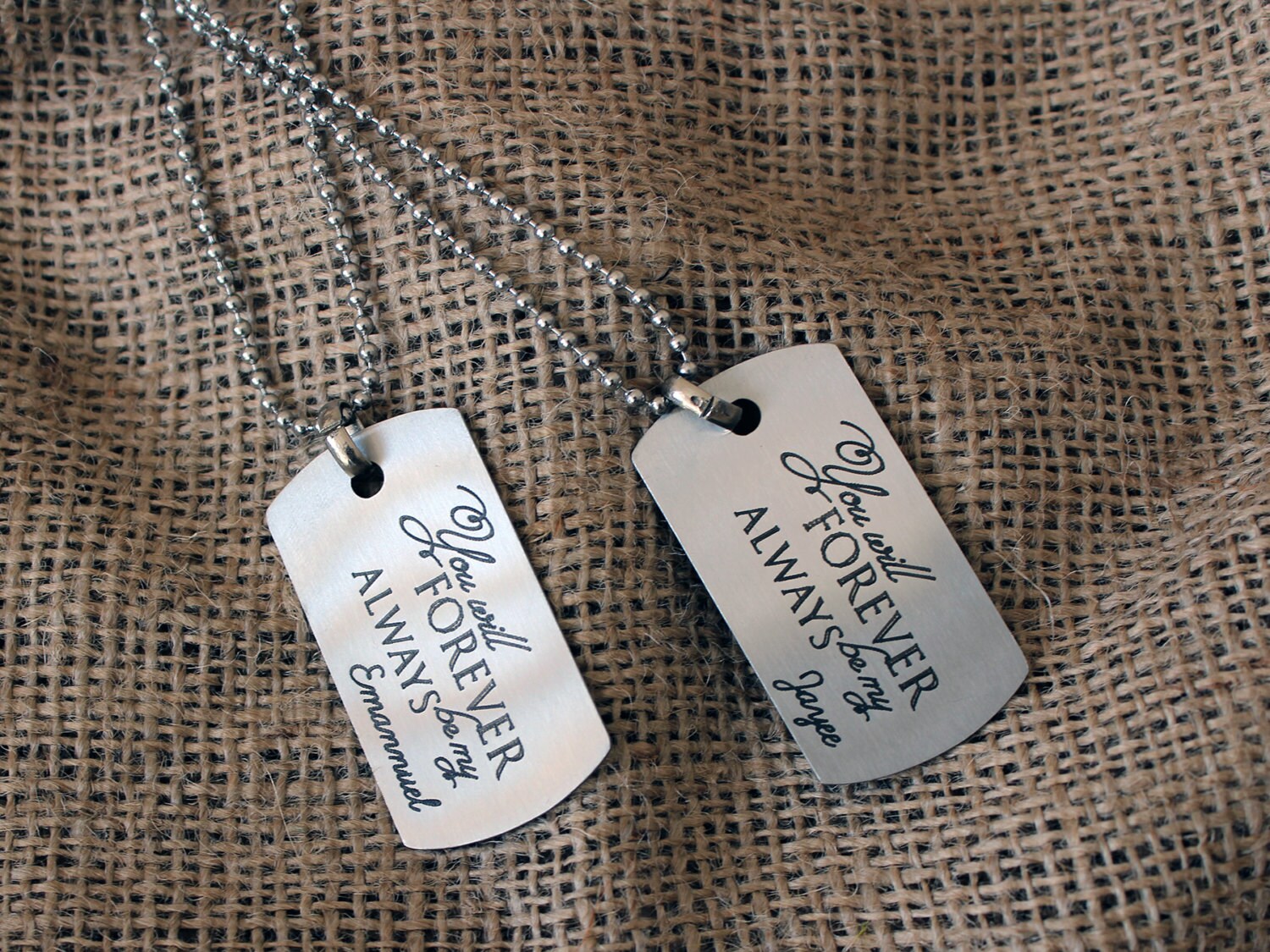 Set of Two Personalized Dog Tag You Will Forever Be My Always, Custom ...