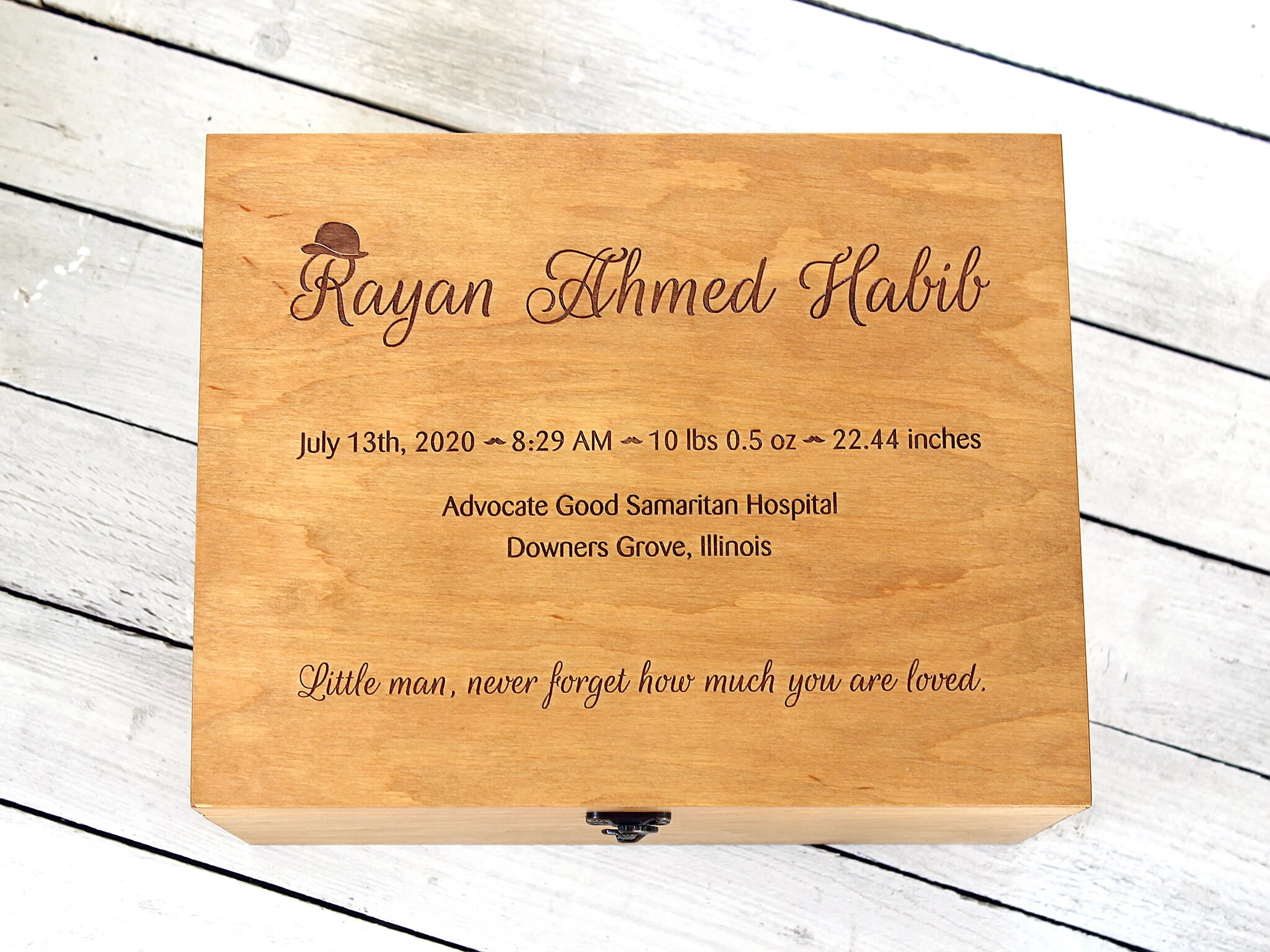 Custom Baby Memory Box With Stats and Place of Birth | Etsy