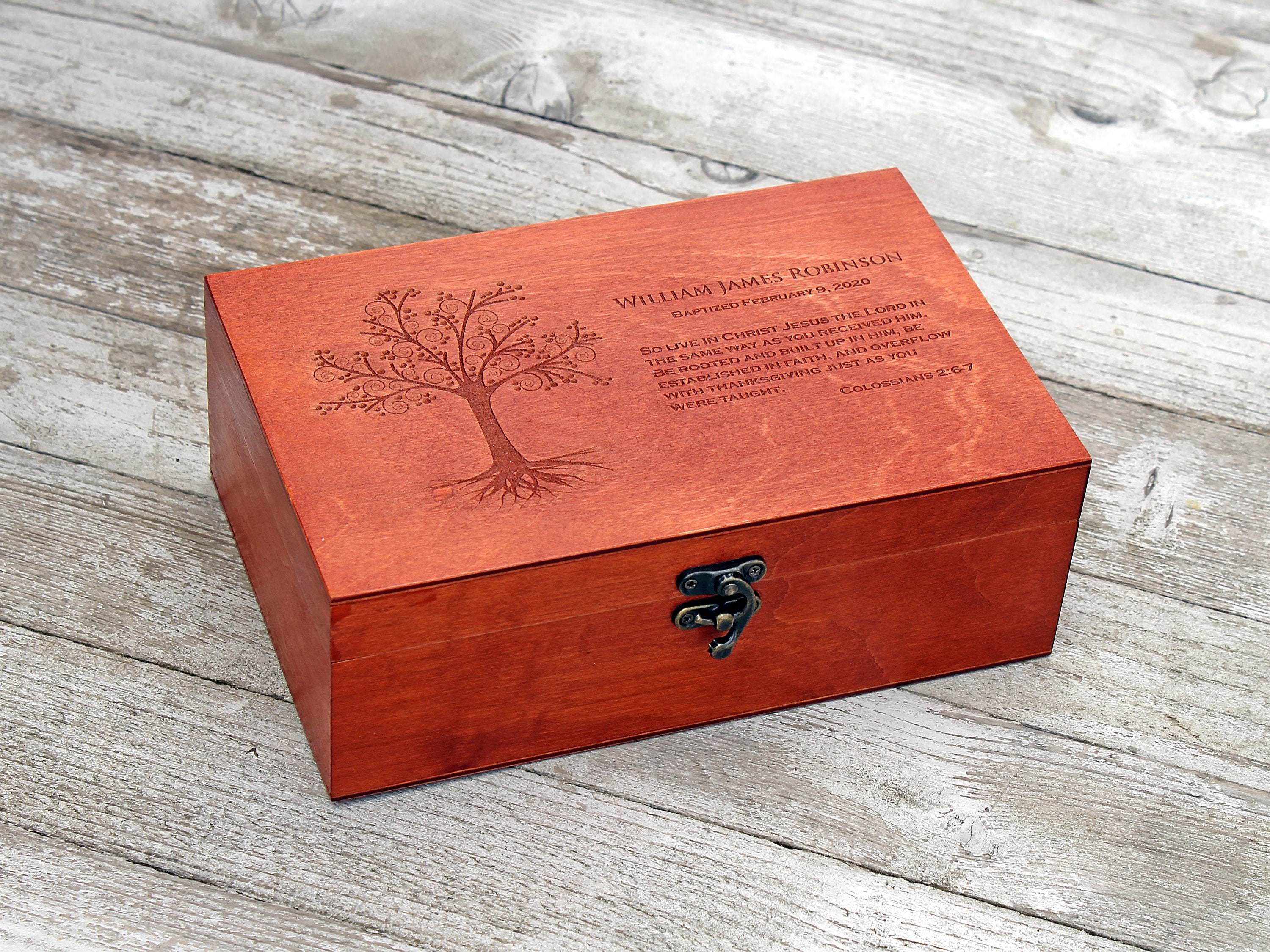 Custom bible verse wooden box Baptism gift Personalized | Etsy