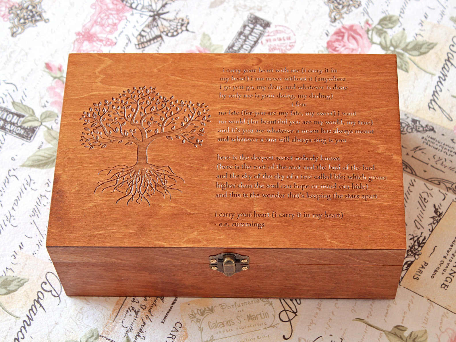 Custom Quote Wooden Box, Custom Poem on Box, Memory Box, Engraved Quote ...
