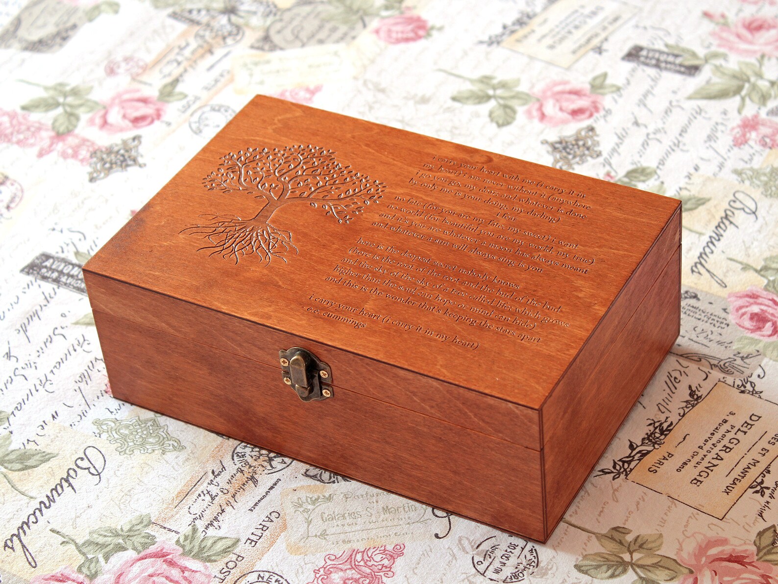 Custom Quote Wooden Box, Custom Poem on Box, Memory Box, Engraved Quote ...