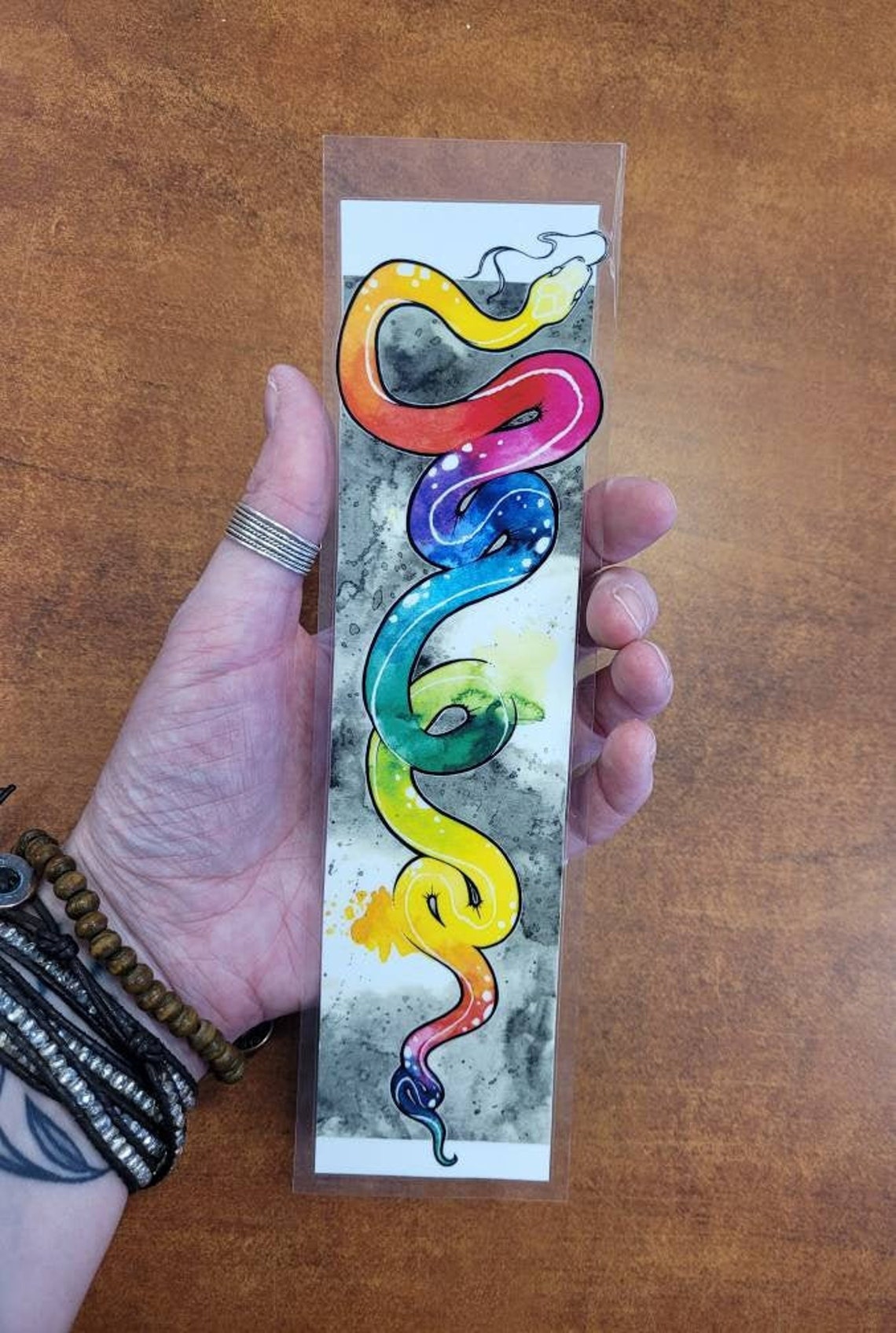 Bookmark Rainbow Snake Watercolor Painting Print and - Etsy