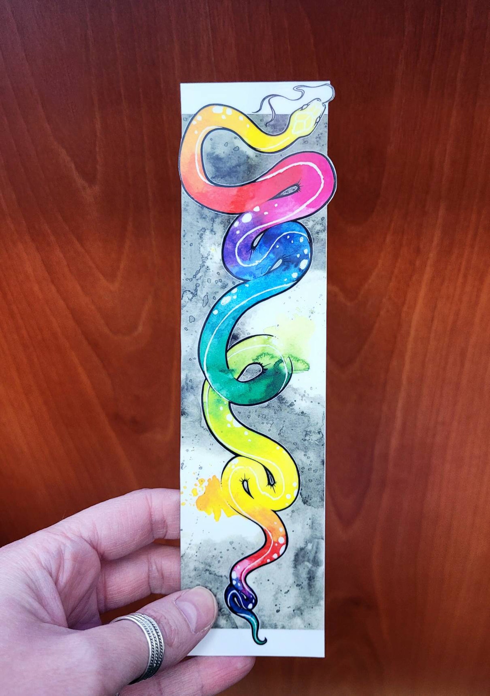 Bookmark Rainbow Snake Watercolor Painting Print and - Etsy