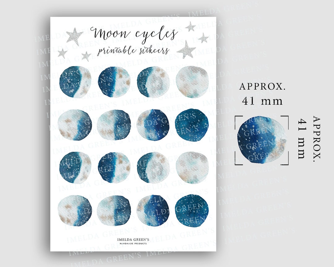 Moon Phases Printable Stickers| Lunar Phases, Moon Cycle Stickers ...