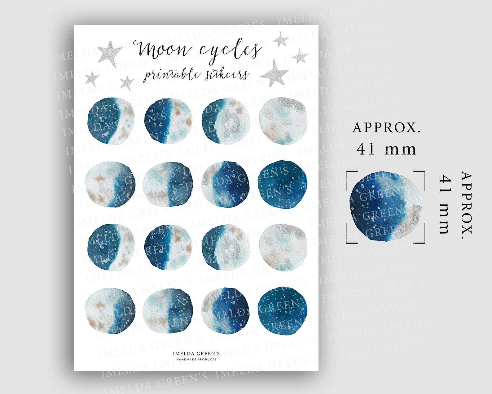 Moon Phases Printable Stickers| Lunar Phases, Moon Cycle Stickers ...