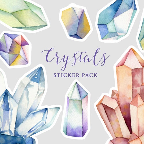 Crystals Printable Sticker Pack Watercolor Crystals - Etsy