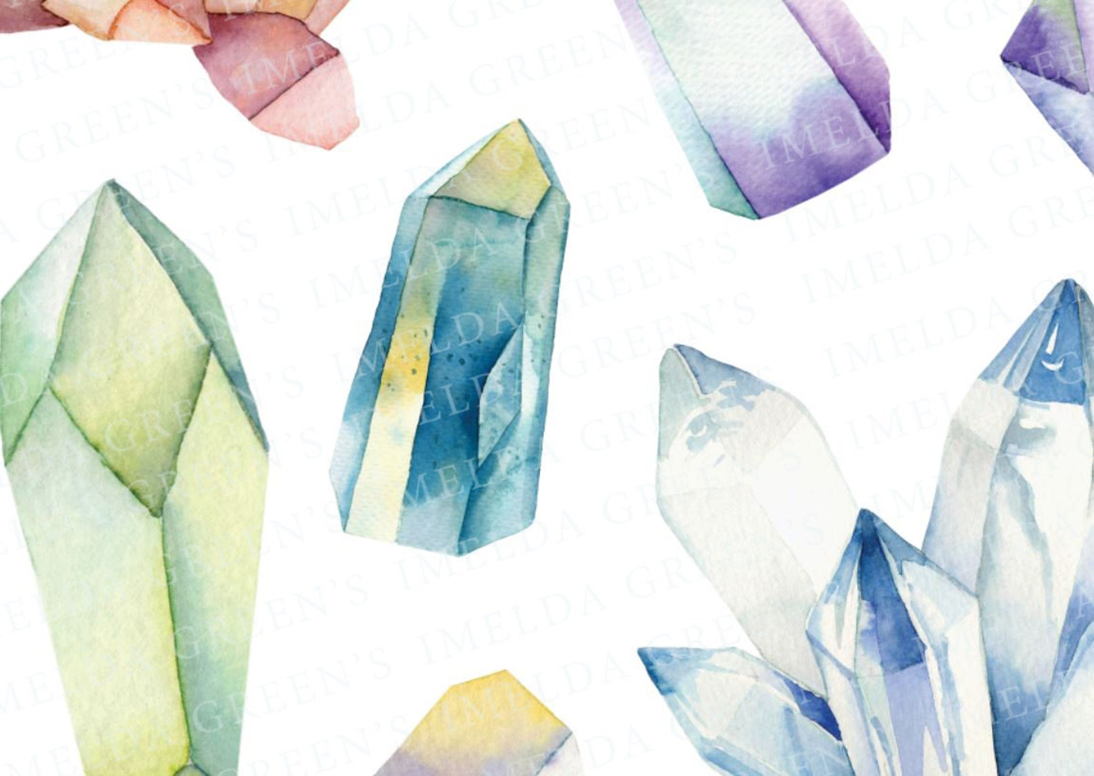 Crystals Printable Sticker Pack | Watercolor Crystals | Gemstone ...