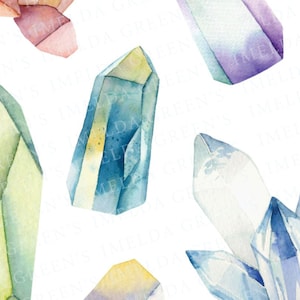 Crystals Printable Sticker Pack | Watercolor Crystals | Gemstone ...