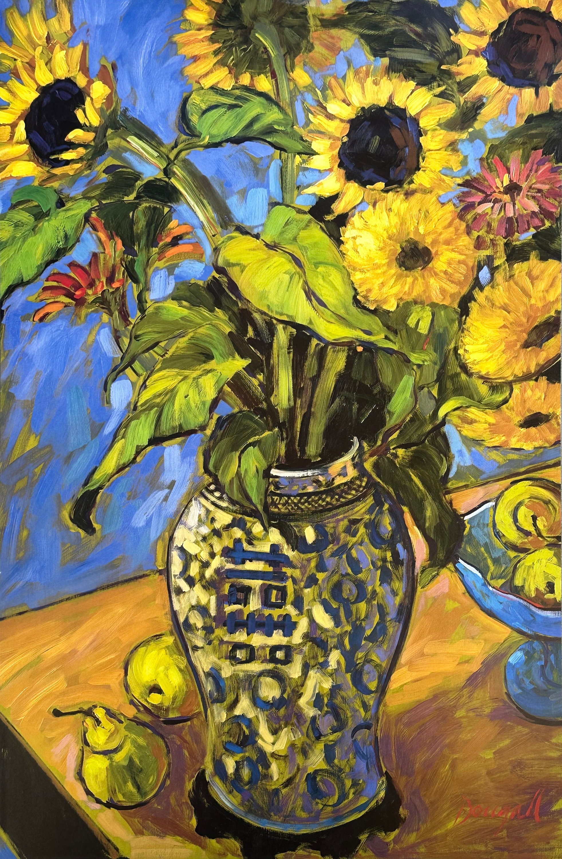 Sunflowers by Jae Dougall - Rare Art Print - 23.5 X 36 In. - FREE ...