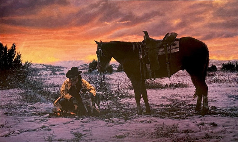 Hurry Sun up by Tim Cox RARE Western Art Print FREE SHIPPING - Etsy