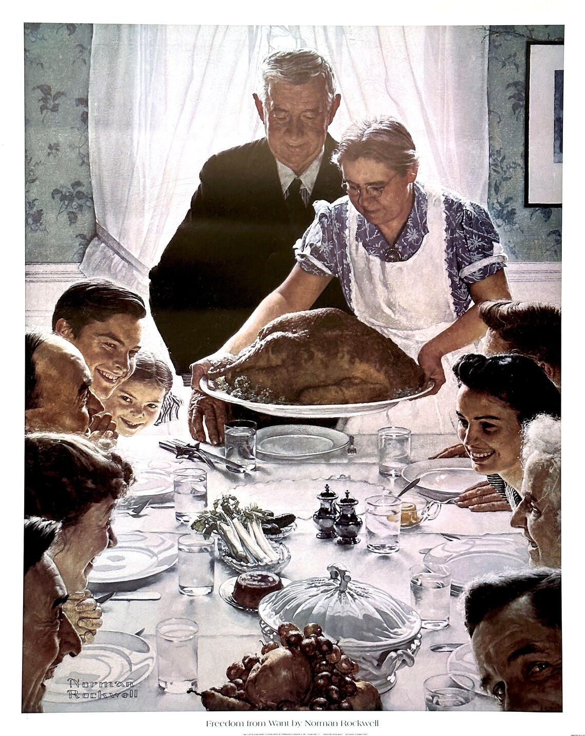 Freedom From Want - Norman Rockwell - Rare Art Print From the Four ...