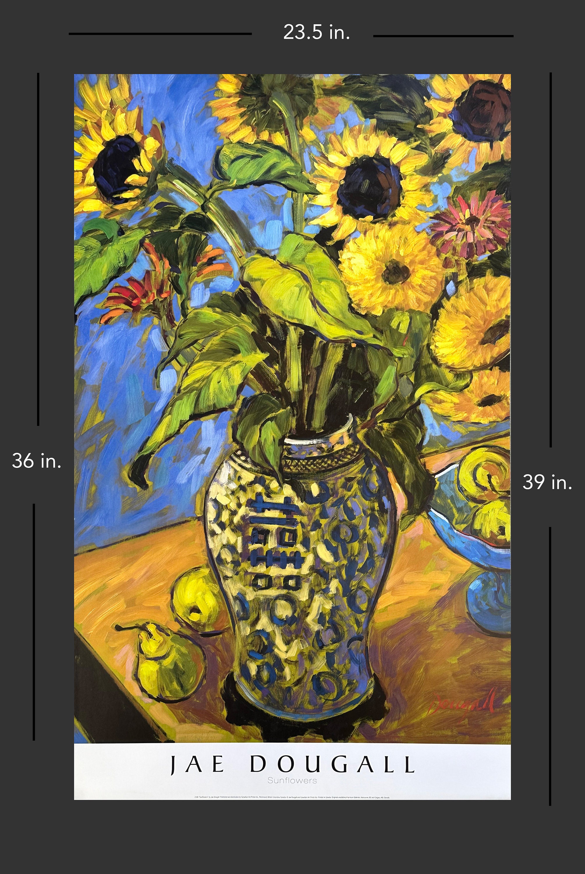 Sunflowers by Jae Dougall - Rare Art Print - 23.5 X 36 In. - FREE ...