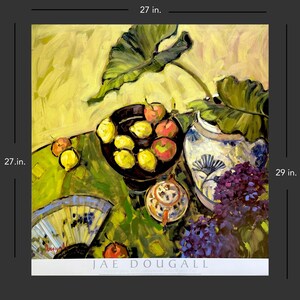 Hydrangeas With Japanese Teapot and Fan by Jae Dougall - Rare Art Print ...