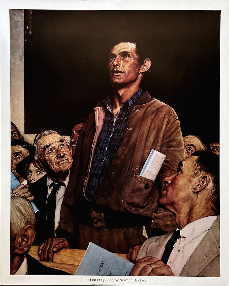 Freedom of Speech Norman Rockwell Rare Art Print From the Four Freedoms ...