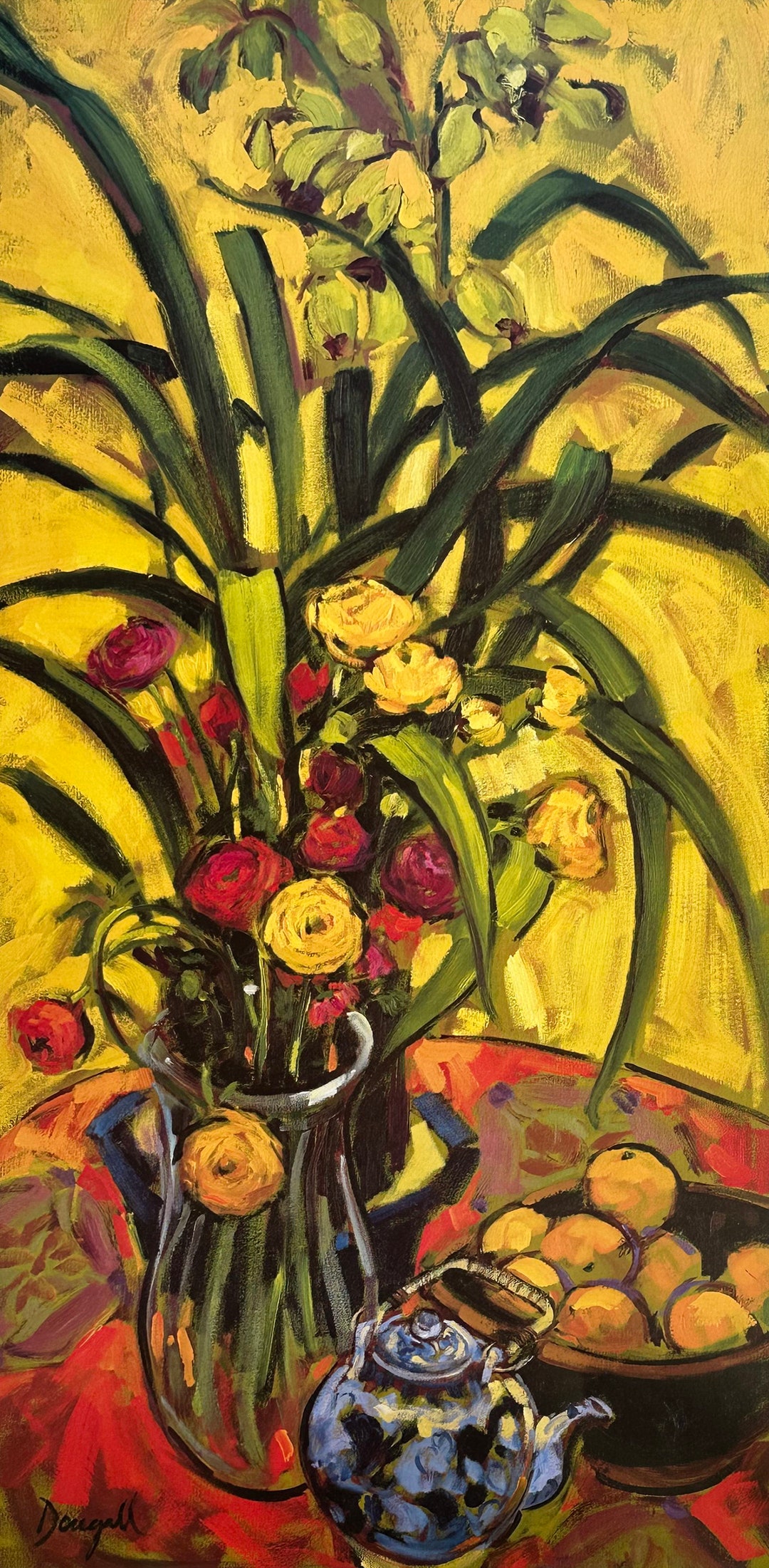 Ranunculi & Orchids by Jae Dougall Rare Art Print 16.25 X 32.5 In. FREE ...