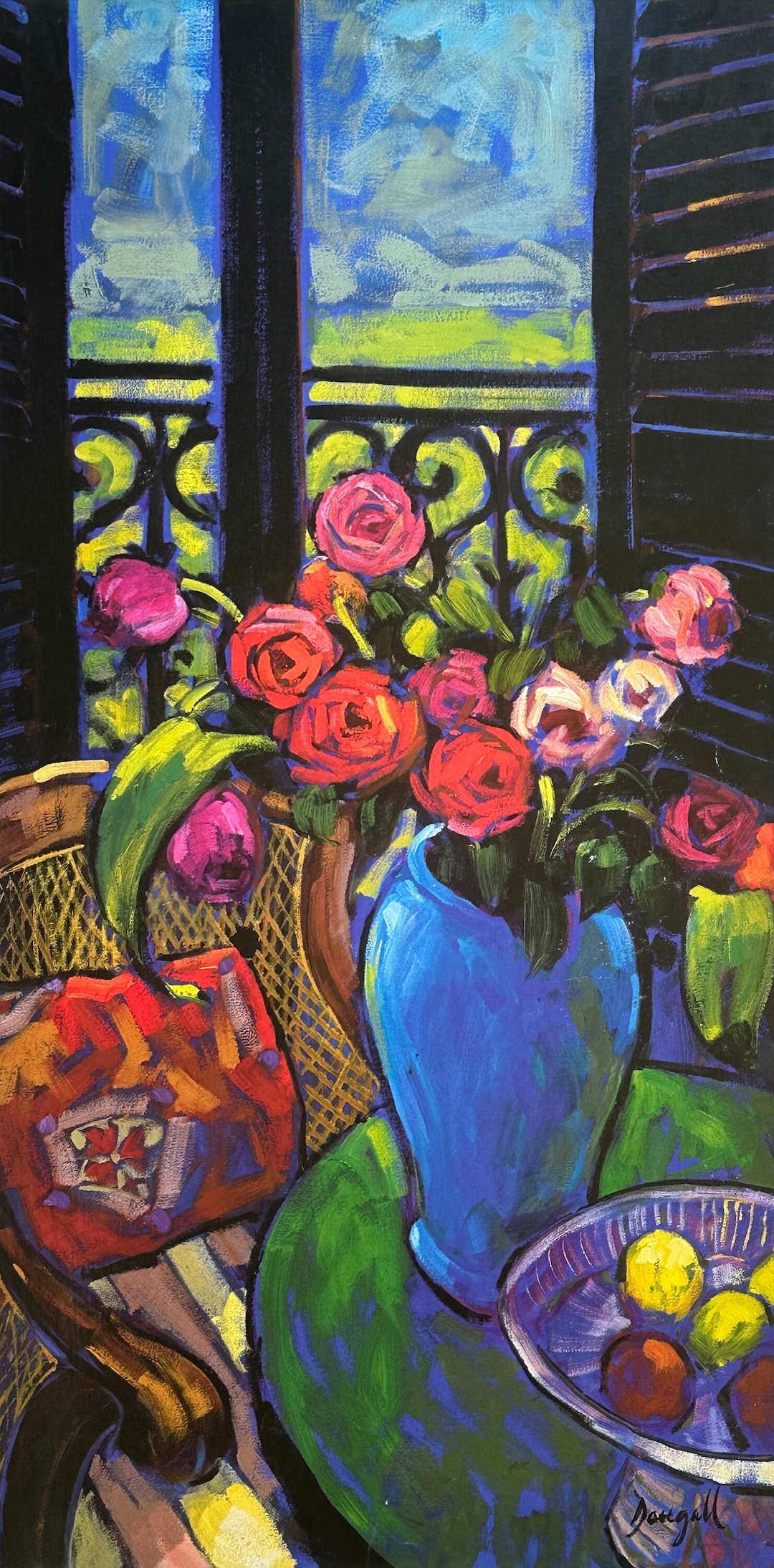 Window in Blue by Jae Dougall - Rare Art Print - 16.25 X 32.5 In ...