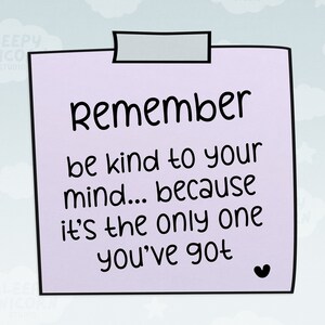Remember: Be Kind to Your Mind, Mental Health Sticky Note Stickers ...