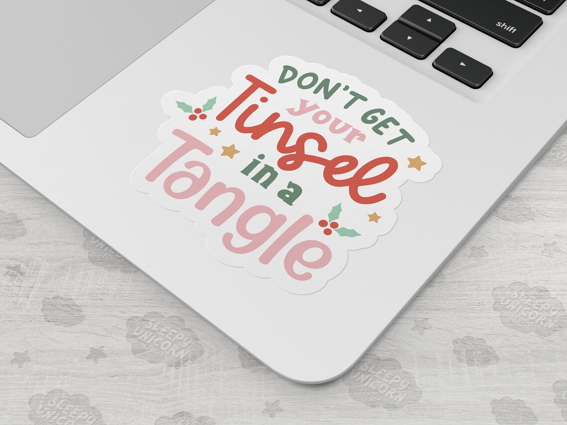 Don't Get Your Tinsel in a Tangle Sticker, Christmas Card Seal, Holiday ...