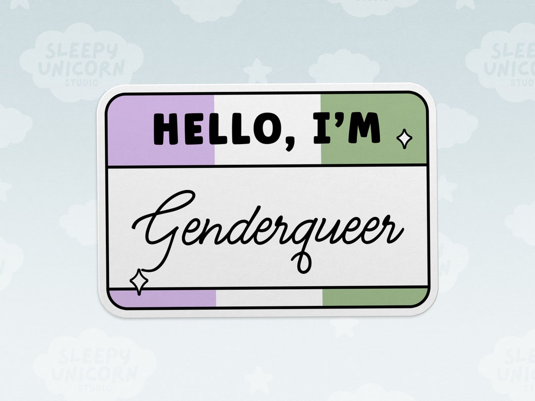 Hello I'm Genderqueer Name Tag Sticker Pride Sticker, Alphabet Mafia ...