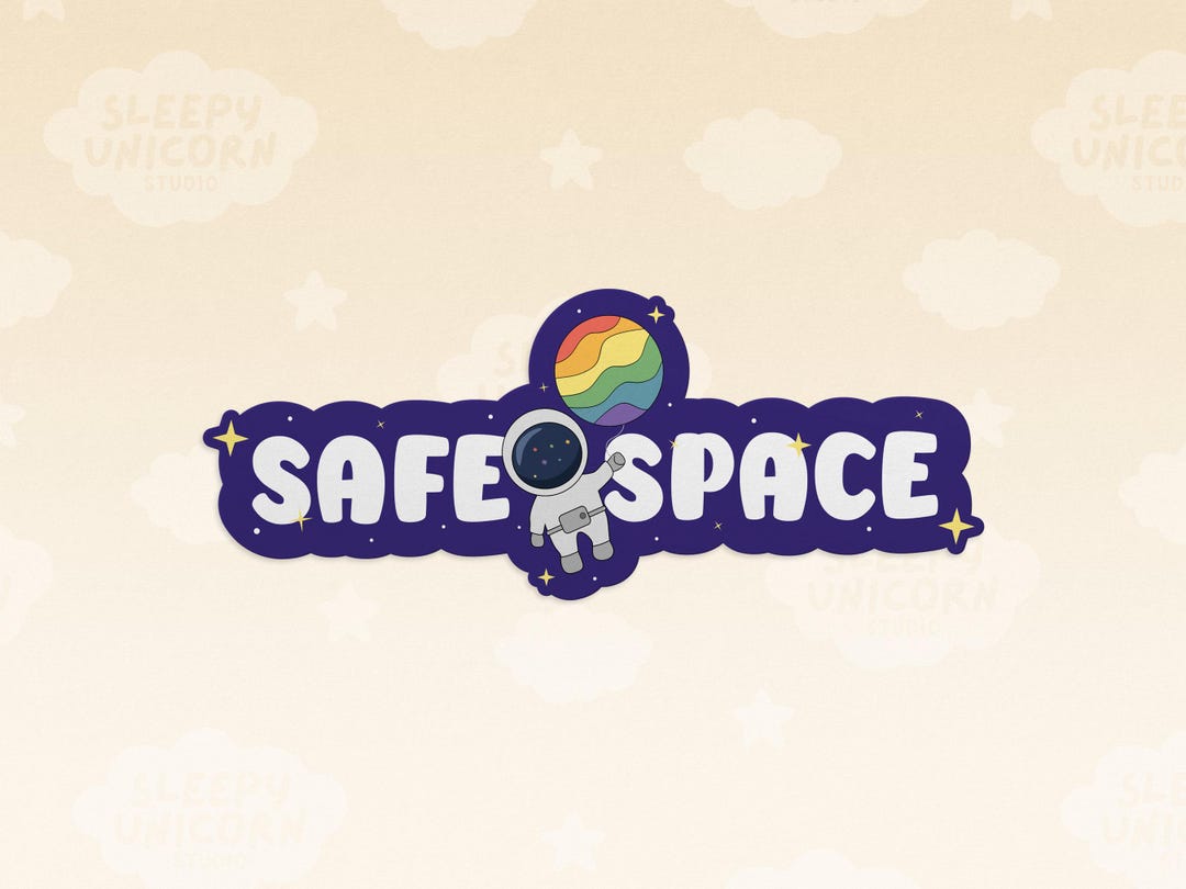 Safe Space Pride Sticker: Astronaut, Rainbow Flag, LGBTQ+ Ally - Etsy