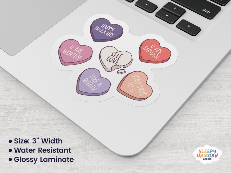 Self Love Positive Affirmations Candy Hearts Sticker - Etsy