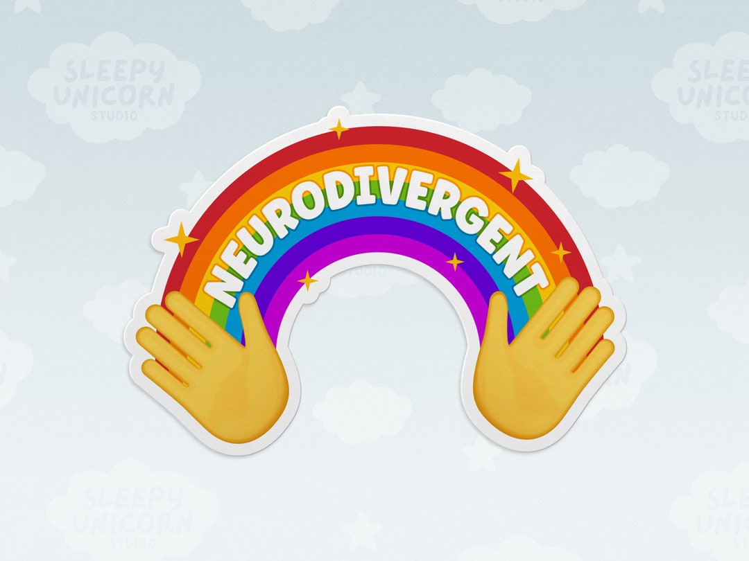 Neurodivergent Rainbow Cartoon Emoji Sticker, Actually Autistic Gifts ...