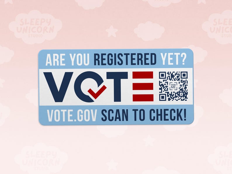 Register to Vote QR Code Sticker, Kamala Harris 2024, Waterproof Decal ...