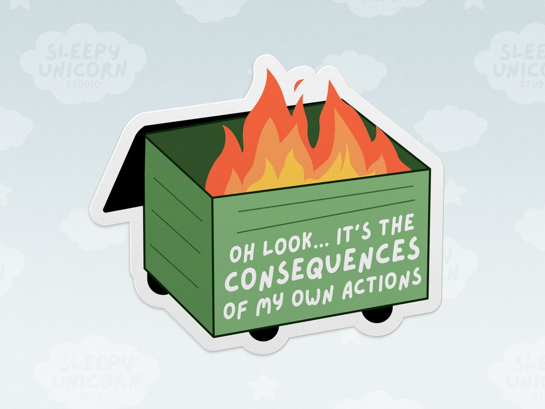 Dumpster Fire Sticker: Consequences of My Actions, Sarcastic Laptop ...