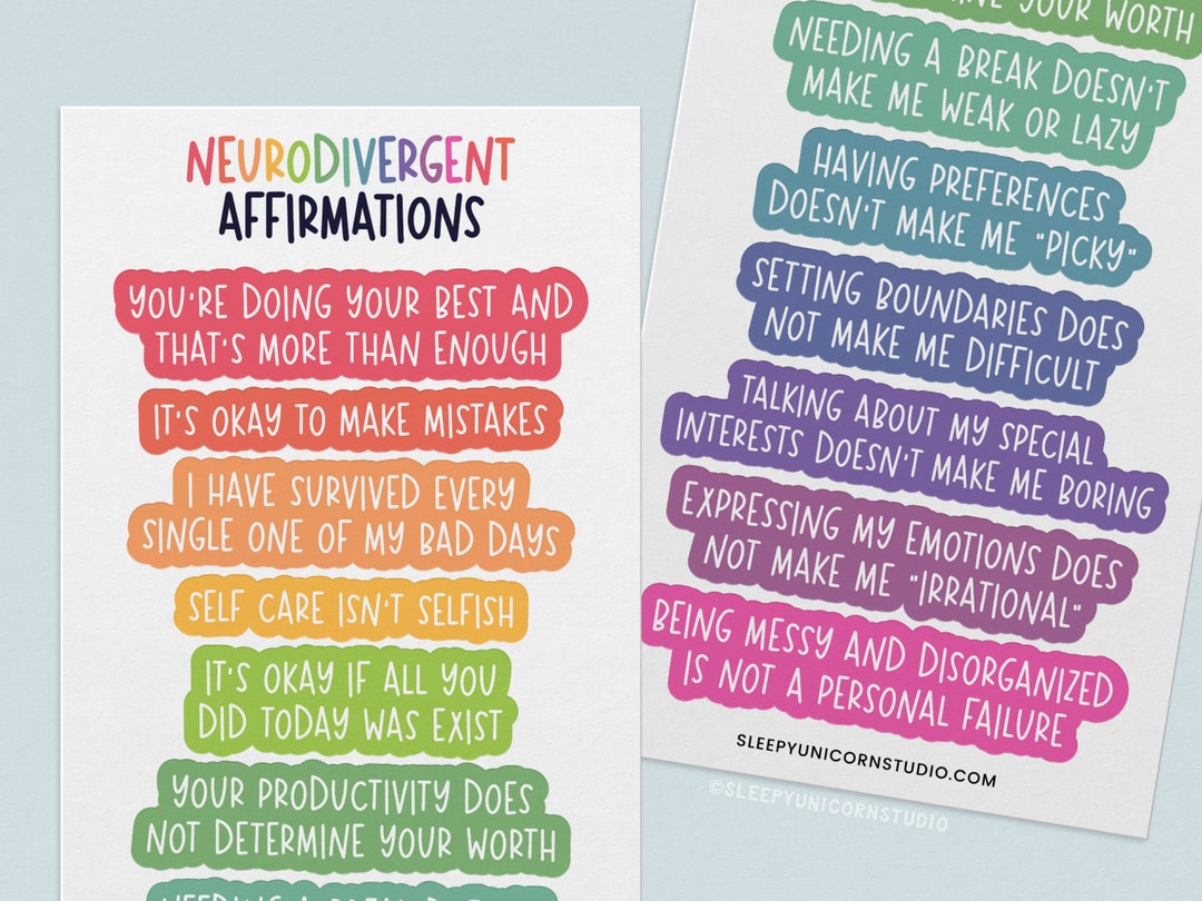 Neurodivergent Affirmations Sticker Pack Mental Health - Etsy Australia