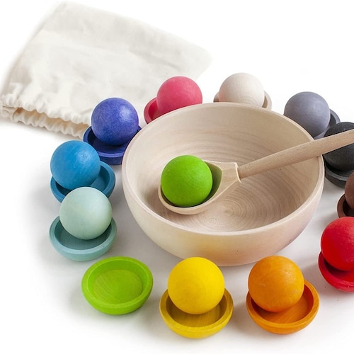 Wooden Sorting Stacking & Color Learning Toy Educational - Etsy