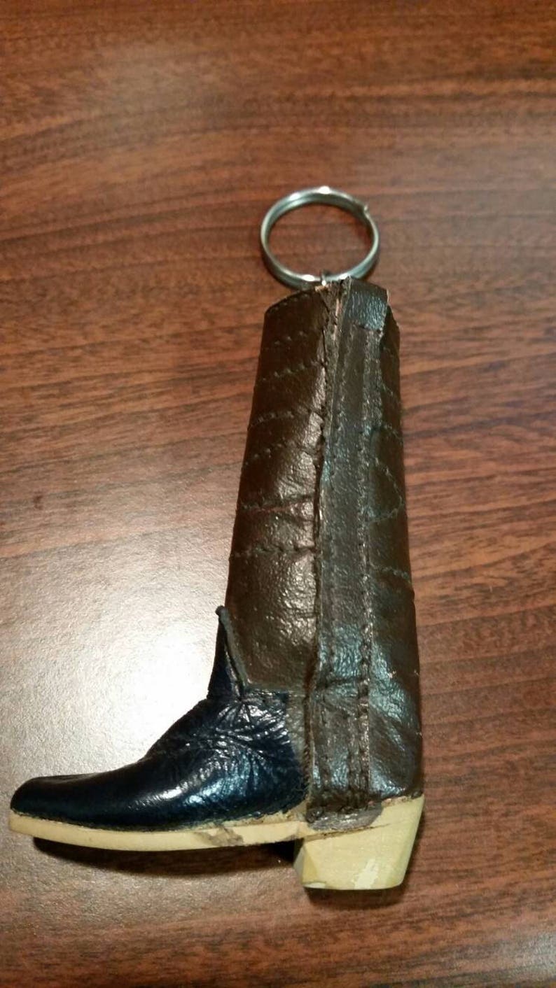 Vintage Leather Cowboy Boot Keychain | Etsy