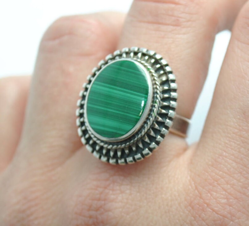 Malachite Ring Round Shape | Etsy