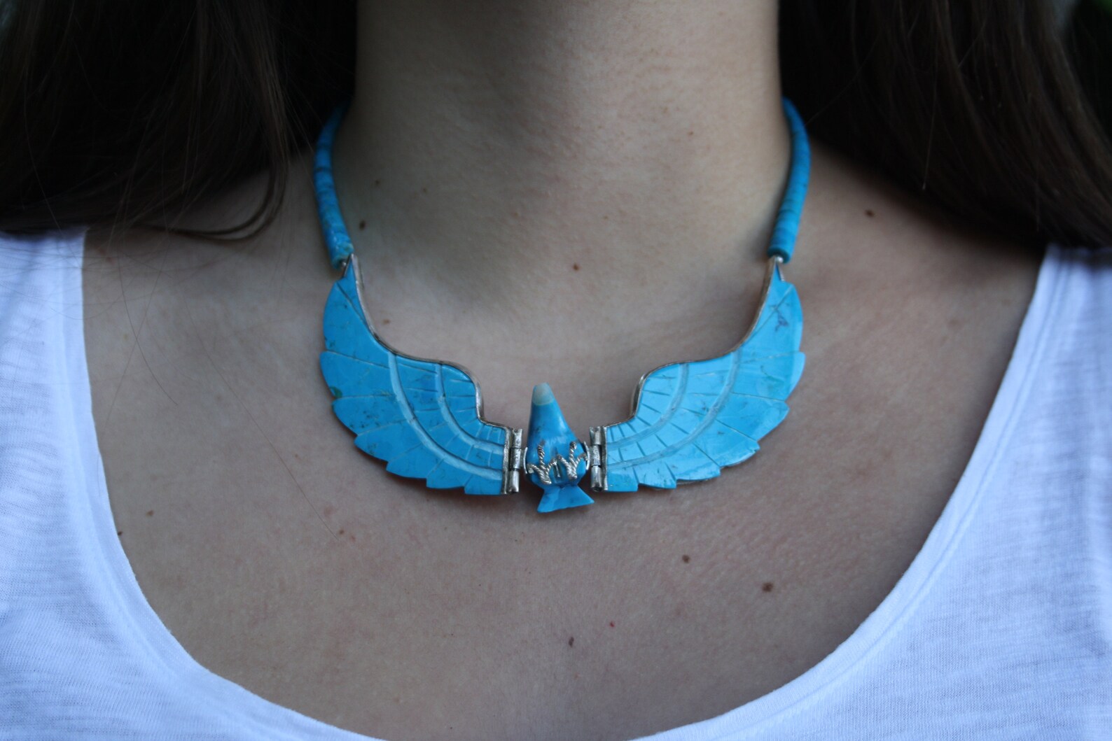 Turquoise Eagle Necklace, Native American Eagle Necklace, Vintage ...