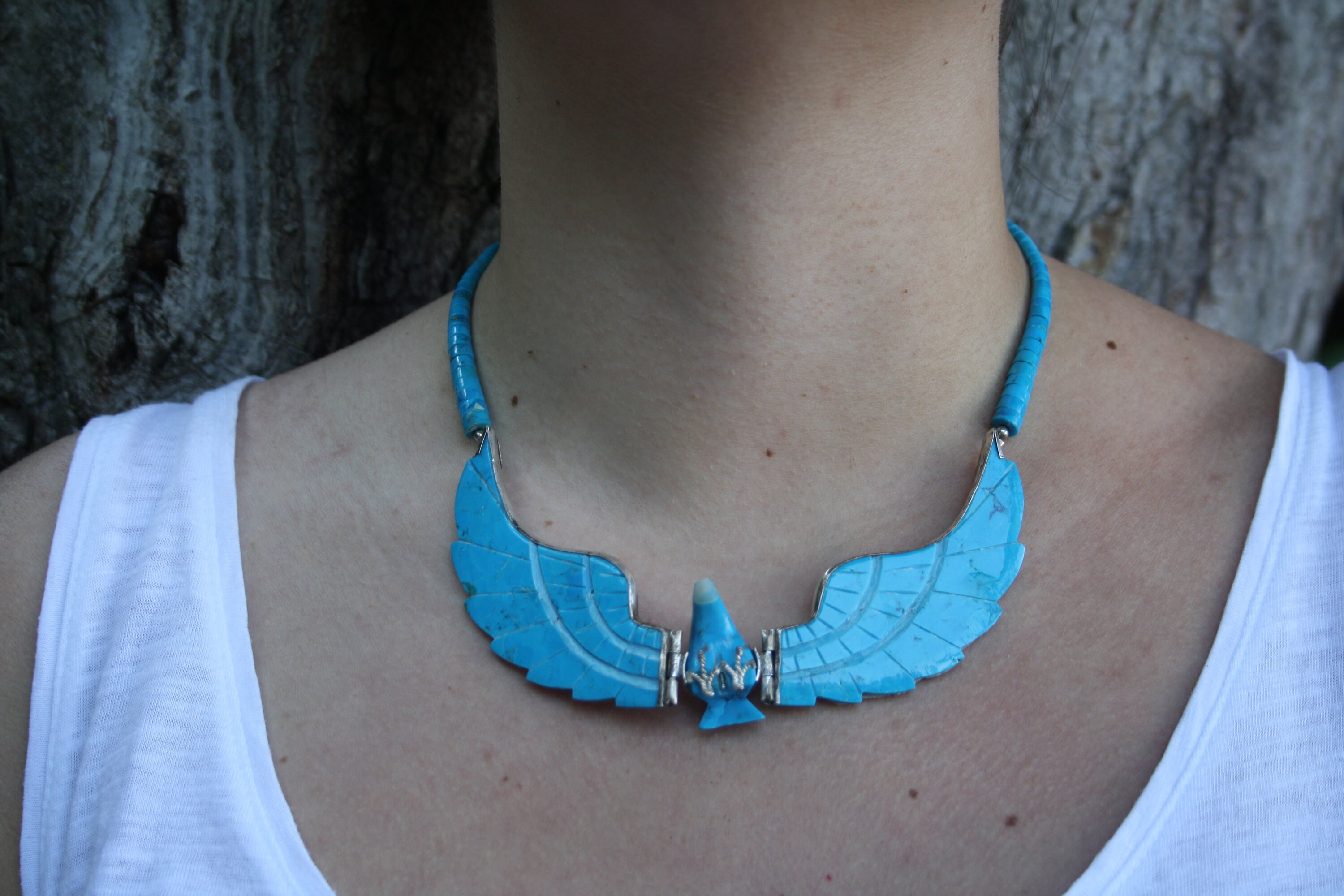 Turquoise Eagle Necklace Native American Sterling Silver | Etsy