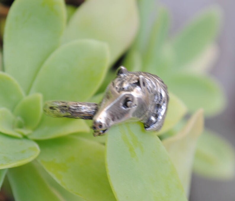 Horse silver ring head horse ring poney ring riding ring | Etsy
