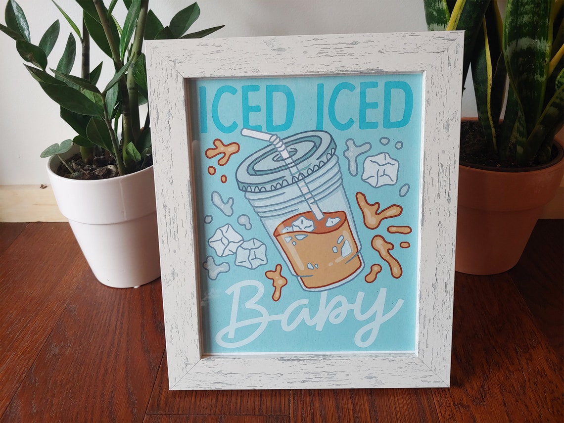 Iced Iced Baby - Iced Coffee Art Print - Etsy