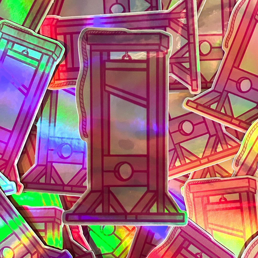 Pink Guillotine Holographic Vinyl Sticker Etsy