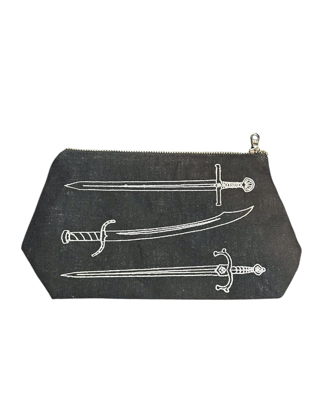 Battle Swords-stash Bag-embroidered Bag-travel Bag-zipper Top Bag - Etsy