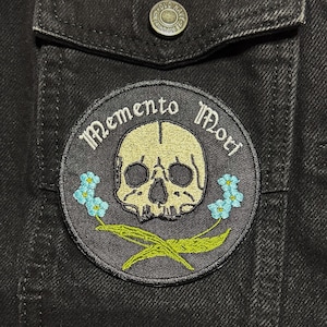 Memento Mori-skull-forget Me Nots-floral-embroidered-iron on Patch - Etsy