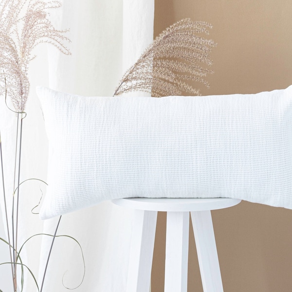 White Linen Lumbar Pillow - Etsy